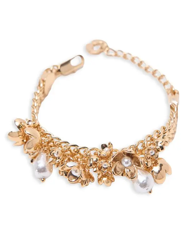 Maje Imitation Pearl Flower Statement Bracelet