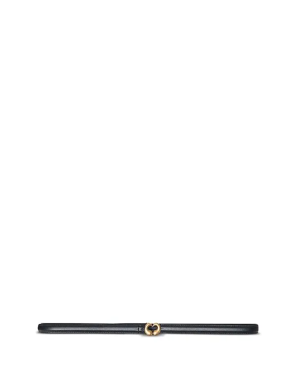 Maje Slim Leather Belt - Black