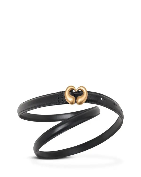 Maje Slim Leather Belt - Black