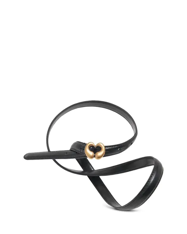 Maje Slim Leather Belt - Black