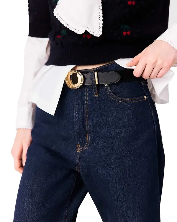 Maje Oval Buckle Leather Belt