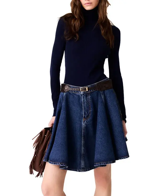 Maje Suede & Leather Corset Belt - Dark Brown