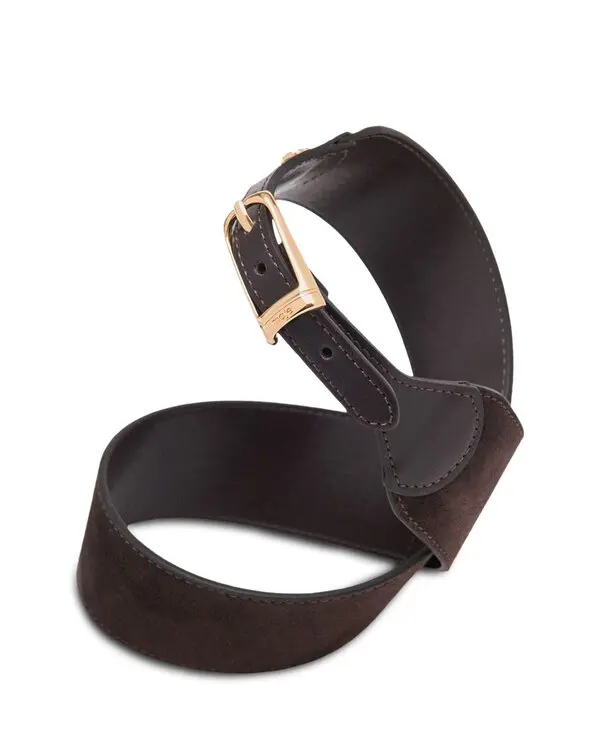 Maje Suede & Leather Corset Belt - Dark Brown