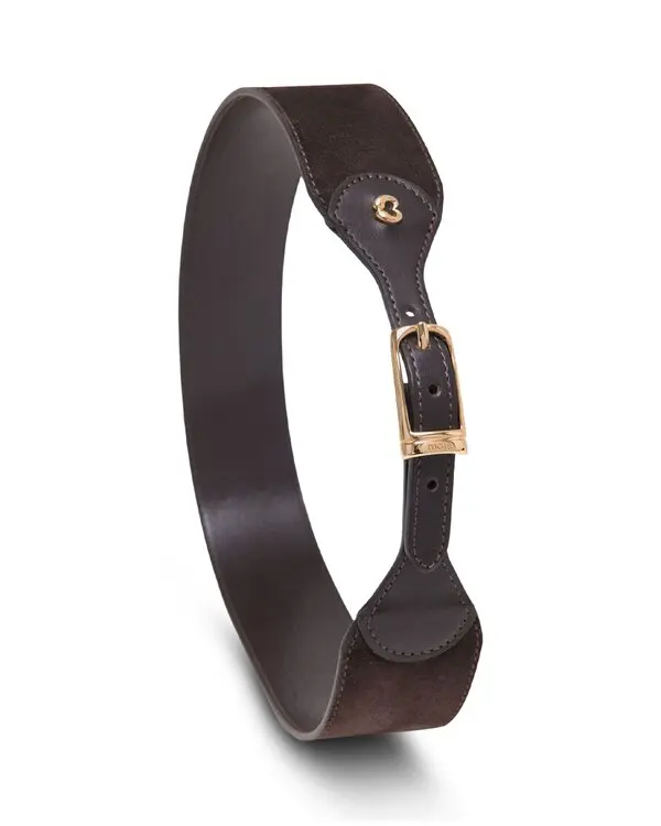 Maje Suede & Leather Corset Belt - Dark Brown