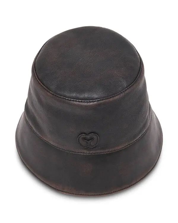Maje Distressed Leather Bucket Hat