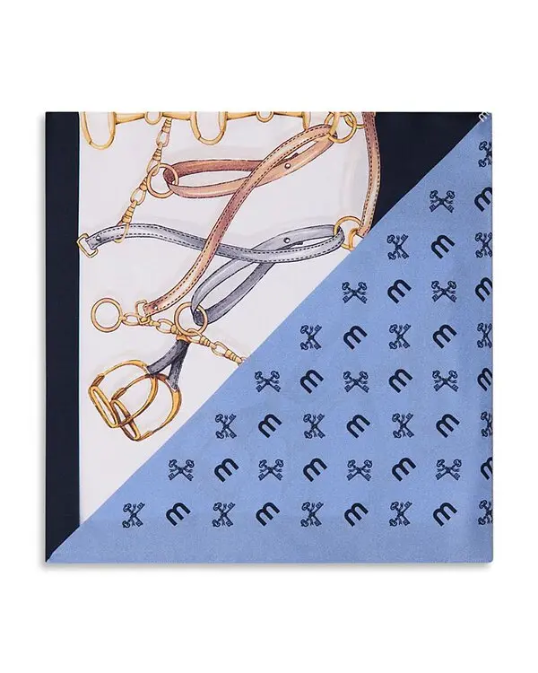 Maje Equestrian Motif Silk Scarf - Blue