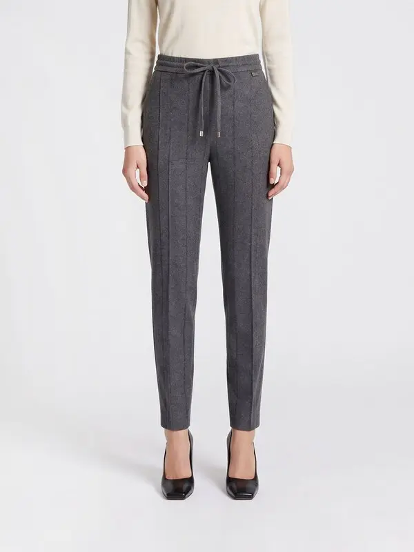 Fabiana Filippi Striped Straight-leg Wool-blend Jogger Trousers - Grey