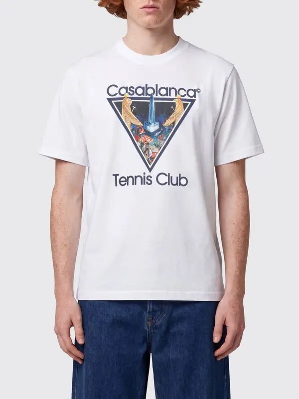 Casablanca Graphic Print Organic Cotton Crewneck T-shirt - White