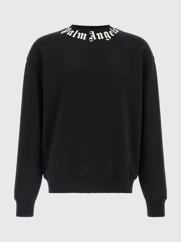 Palm Angels Logo Cotton Crewneck Sweatshirt With Dropped Shoulders