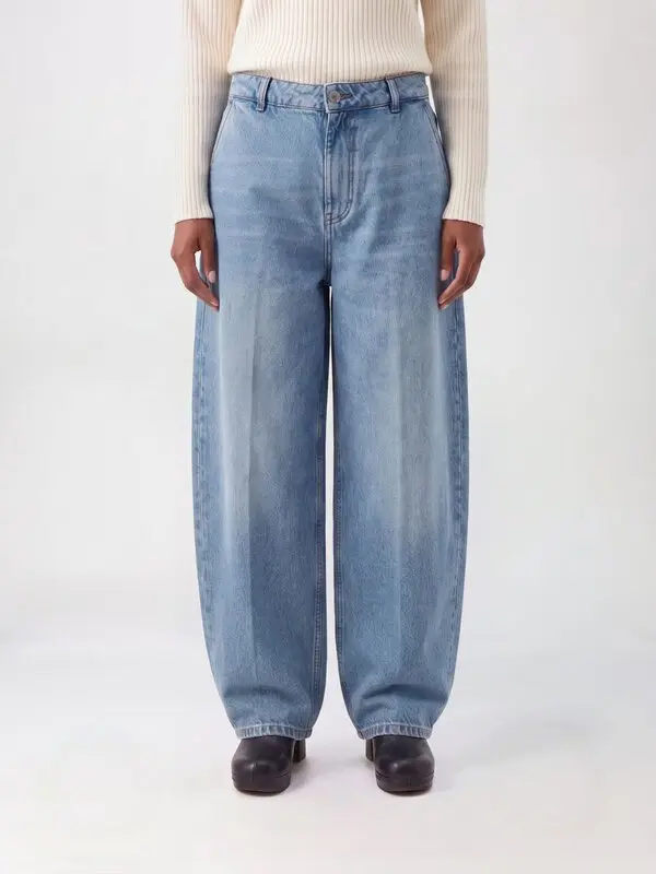 AMI Paris High-waisted Wide-leg Jeans In Cotton Denim - Navy