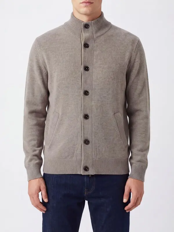 Brioni High-neck Pure Cashmere Cardigan With Button Closure