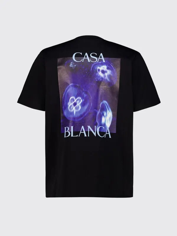 Casablanca Graphic Print Organic Cotton Crew-neck T-shirt - Black 2