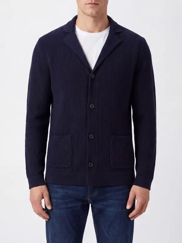 BALLANTYNE Pure Wool Blazer Cardigan With Lapels And Patch Pockets