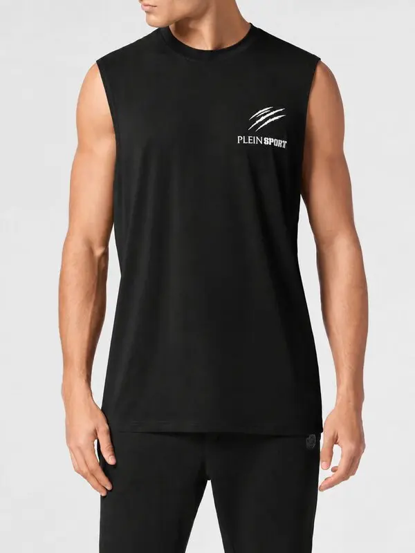 PLEIN SPORT Contrast Logo Cotton Tank Top