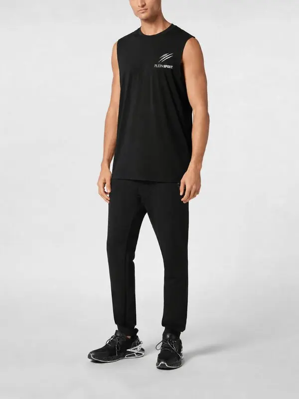 PLEIN SPORT Contrast Logo Cotton Tank Top