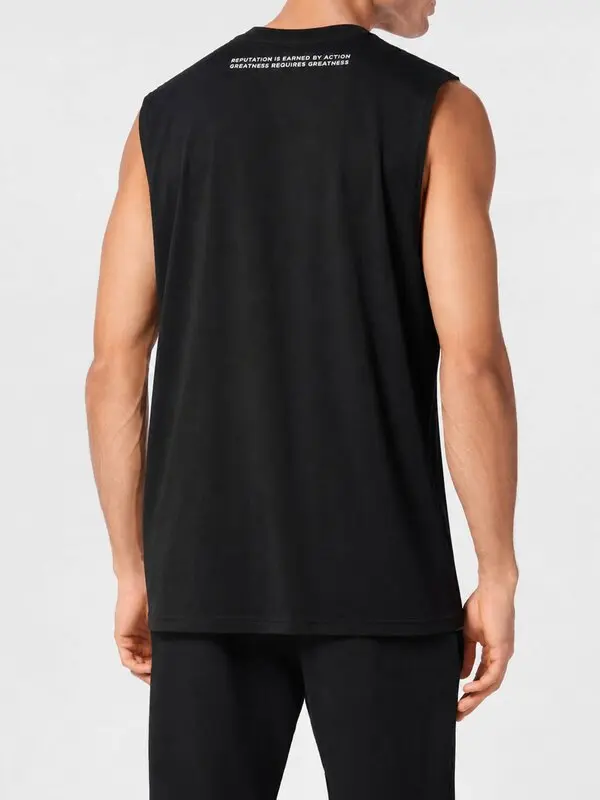 PLEIN SPORT Contrast Logo Cotton Tank Top