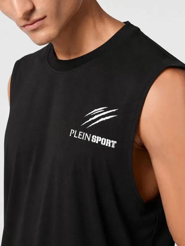 PLEIN SPORT Contrast Logo Cotton Tank Top