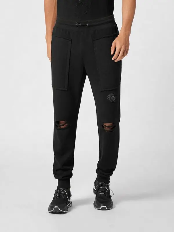 PLEIN SPORT Cotton Blend Jogging Trousers With Drawstring Waist
