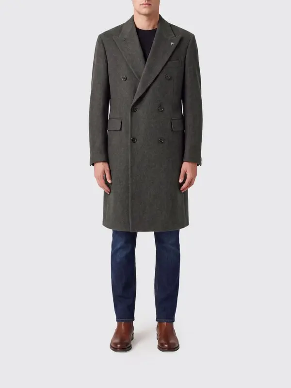 Tagliatore Double-breasted Long Coat In Pure Virgin Wool