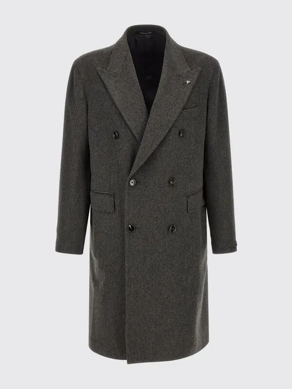 Tagliatore Double-breasted Long Coat In Pure Virgin Wool