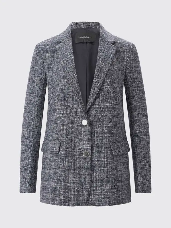 Fabiana Filippi Single-breasted Blazer In Virgin Wool With Flap Pockets