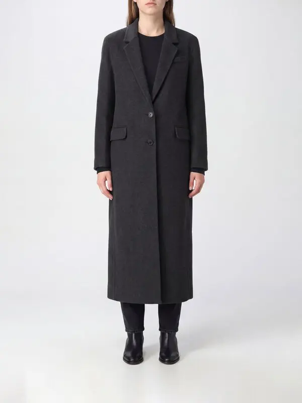 Isabel Marant Étoile Single-breasted Long Coat In Wool And Cashmere With Lapels