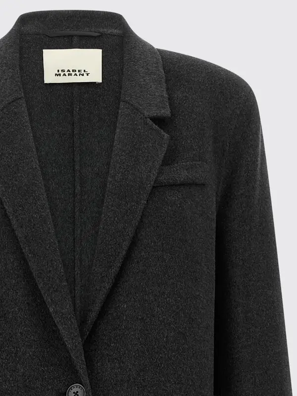 Isabel Marant Étoile Single-breasted Long Coat In Wool And Cashmere With Lapels