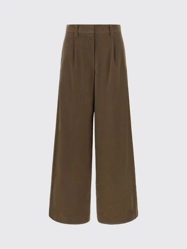 Brunello Cucinelli Wide-leg 100% Cashmere Tailored Trousers With Monili