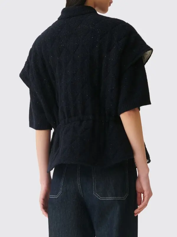 Fabiana Filippi Short Quilted Wool And Cashmere Cape With Bomber Collar