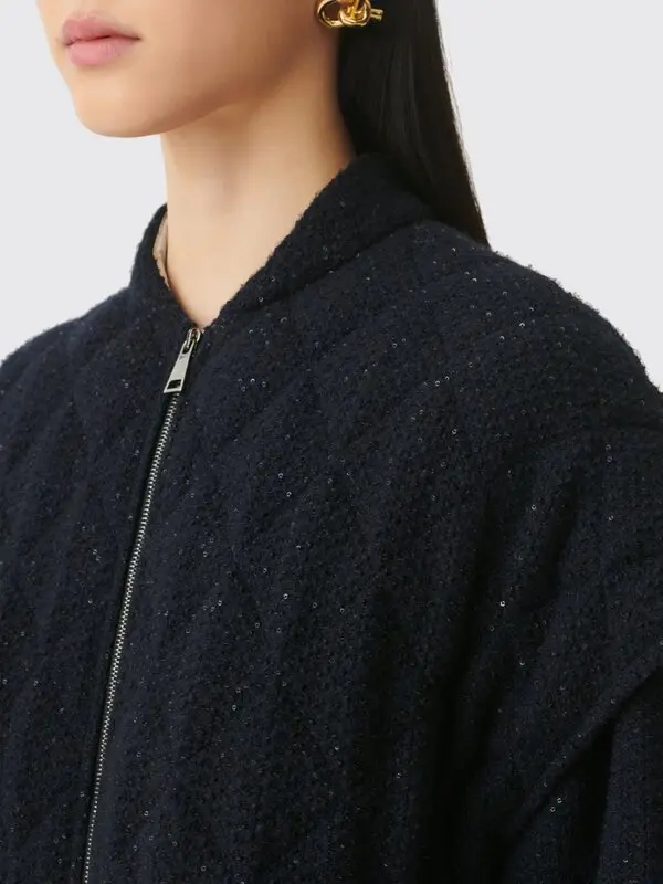 Fabiana Filippi Short Quilted Wool And Cashmere Cape With Bomber Collar