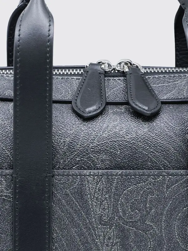 Etro Arnica Paisley Coated Cotton Briefcase With Leather Handles