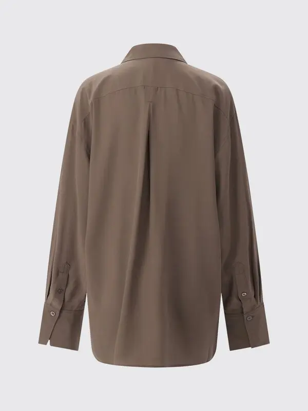 TOTEME Relaxed Fit Pure Silk Shirt With French Collar - Brown