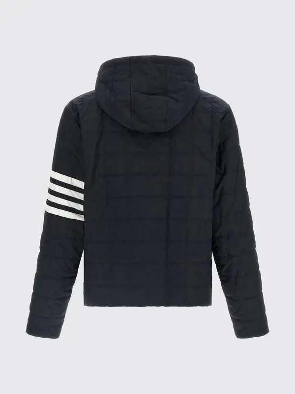 Thom Browne Ripstop Nylon Down Jacket With Hood And Iconic 4-bar Stripe