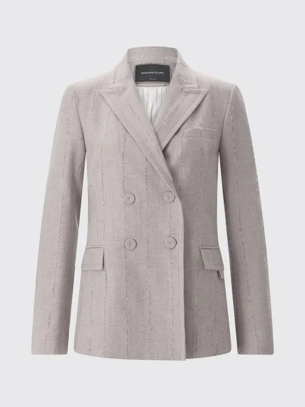 Fabiana Filippi Double-breasted Cropped Virgin Wool Blazer