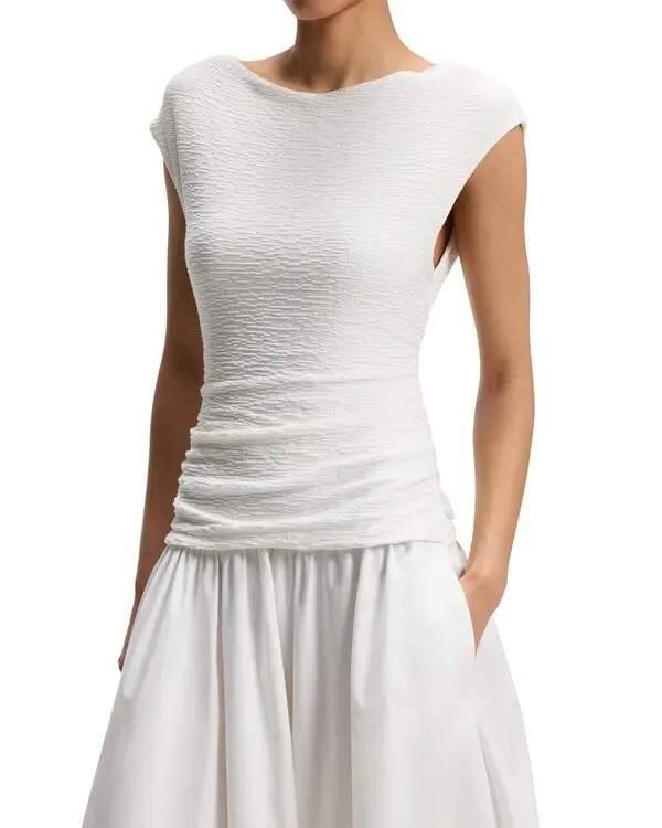BOSS Estruci Mixed Media Midi Dress - White