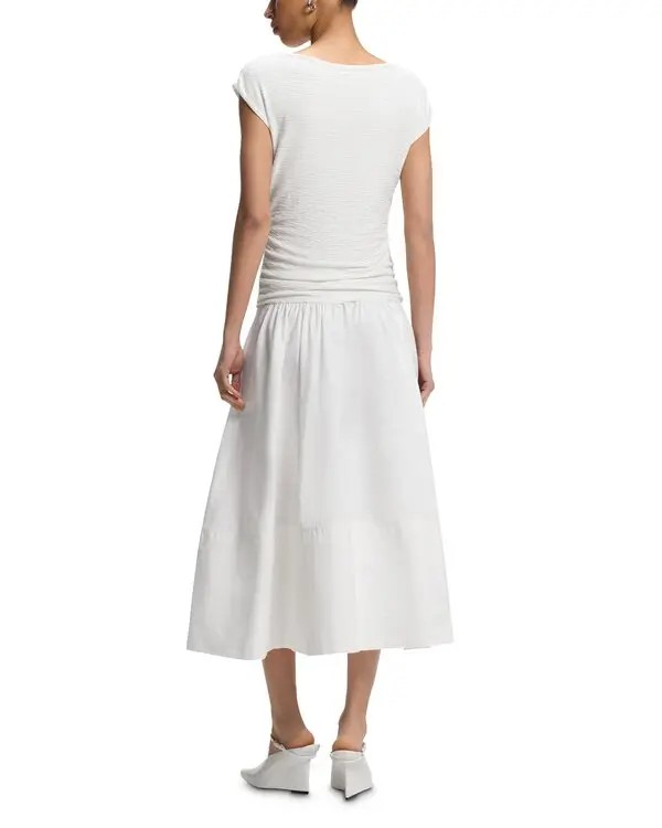 BOSS Estruci Mixed Media Midi Dress - White
