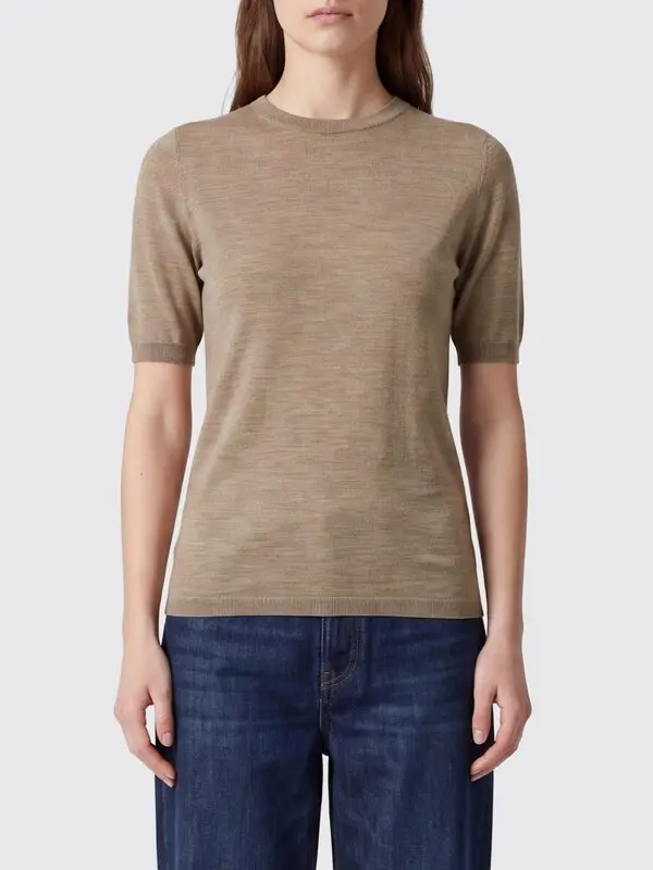 Fabiana Filippi Cashmere And Silk Short-sleeved Crew Neck Jumper - Dove Grey