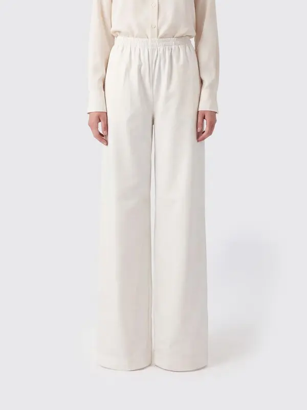 Fabiana Filippi Wool Blend Palazzo Trousers With Elastic Waist And Jewel Detail - Beige