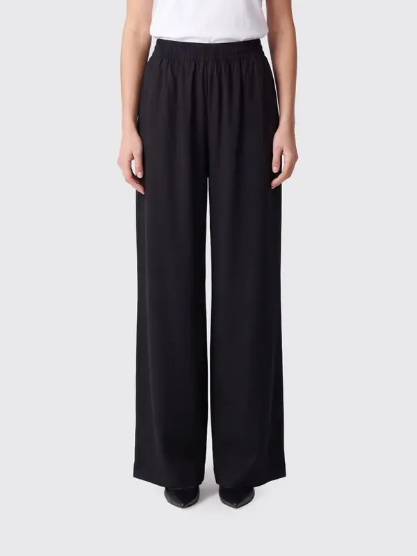 Fabiana Filippi Wool Blend Palazzo Trousers With Elastic Waist And Jewel Detail - Black