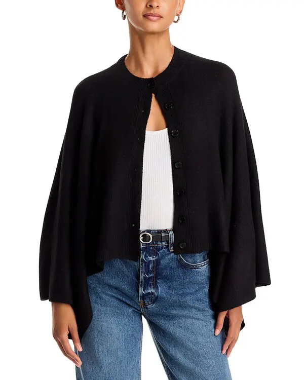 Aqua Cape Sleeve Crewneck Cardigan Exclusive - Black