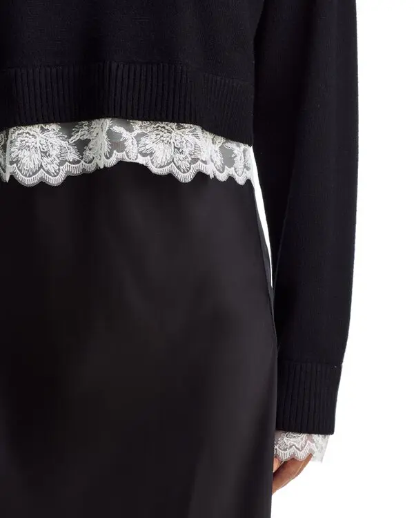 Aqua X Nicky Hilton Lace Trim Slip Dress & Sweater Exclusive