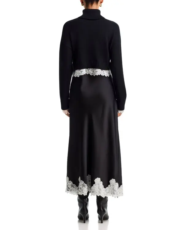 Aqua X Nicky Hilton Lace Trim Slip Dress & Sweater Exclusive