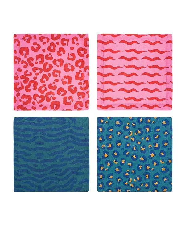 ZSA ZSA ZSU Nilufer Digital Printed Cotton Napkin 4 Pcs Set, 9.8 X 9.8