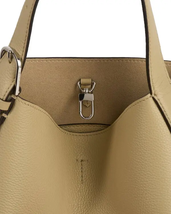 TOTEME Petite Belted Leather Tote Bag - Cashew