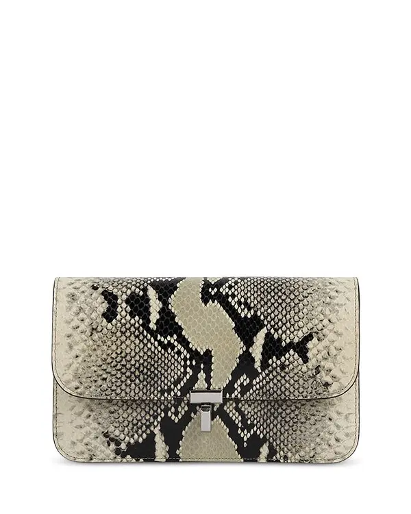 TOTEME T-lock Python Embossed Leather Crossbody Bag - Black/ecru