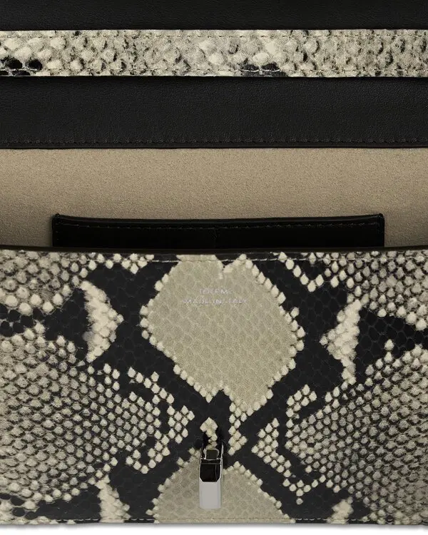 TOTEME T-lock Python Embossed Leather Crossbody Bag - Black/ecru