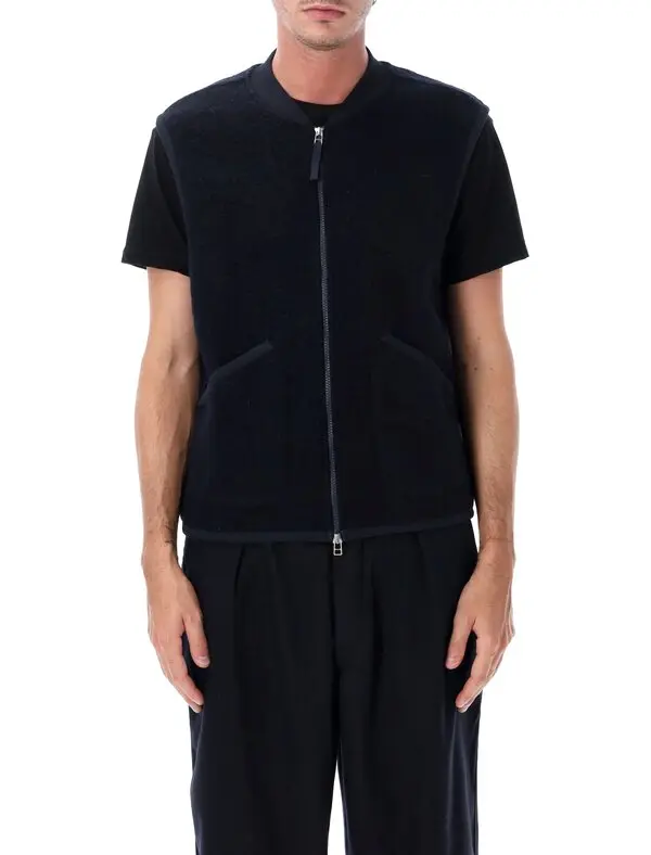 Universal Works Wool Fleece Knit Waistcoat - Blu