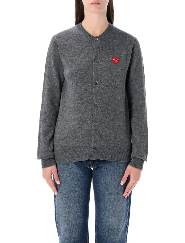 Play Comme Des Garcon Wool Button-front Cardigan - Grigio