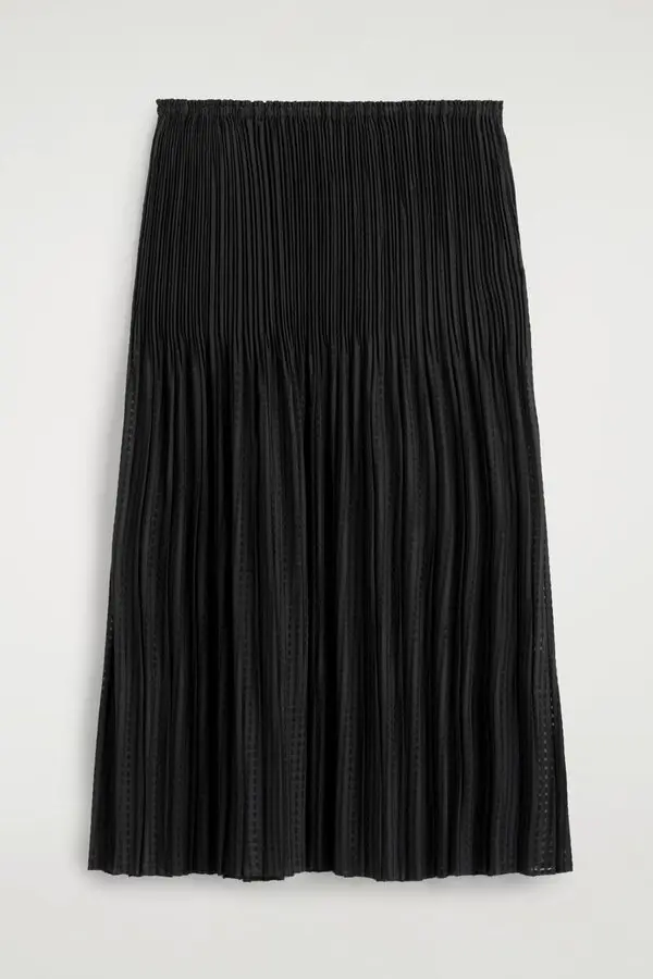 Cos Pleated Jacquard Midi Skirt - Black