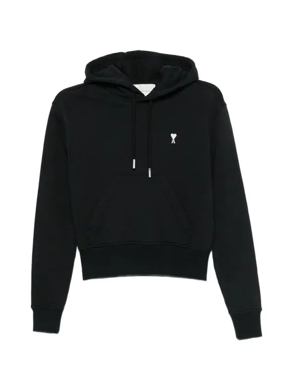 AMI Paris De Coeur Cotton Hoodie - Black